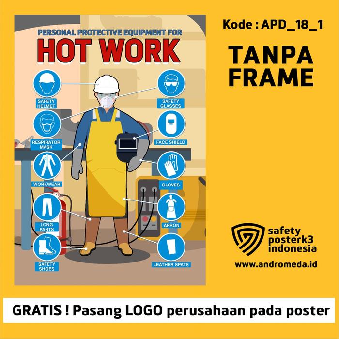 Jual Safety Poster K3 : APD Pekerjaan panas Personal Protective ...