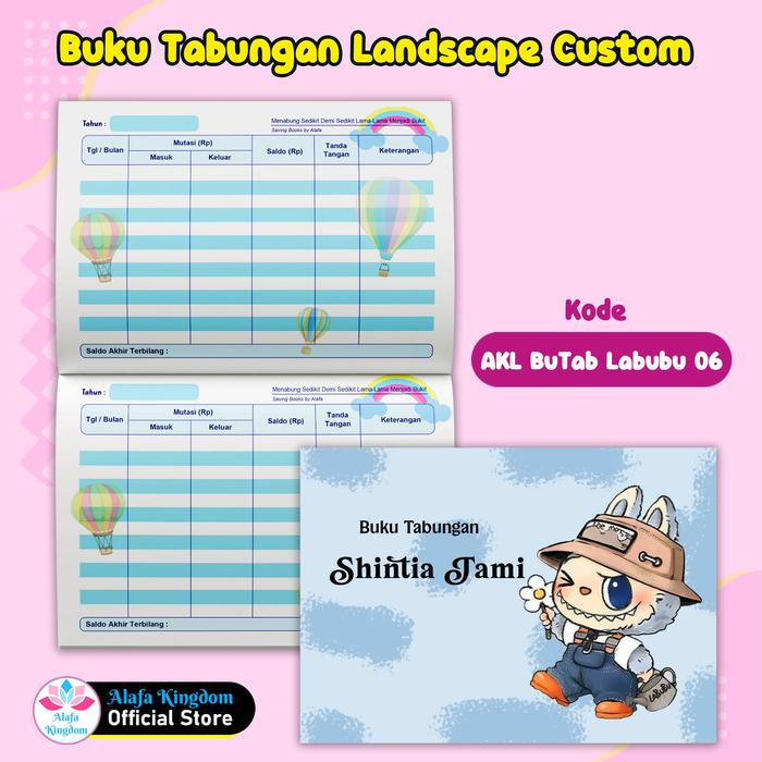 Jual Buku Tabungan Custom Tema Labubu Landscape - BuTab Labubu 06 - Kab ...