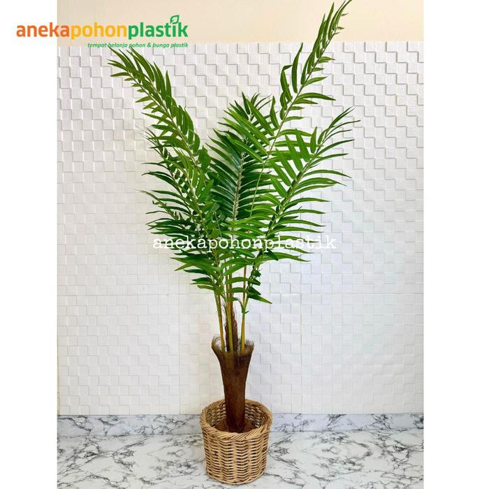 Jual Pohon Hias Tanaman Artificial Palem Hawaii T180 Latex Pot Dasar Hitam Cover Rotan Medium ...