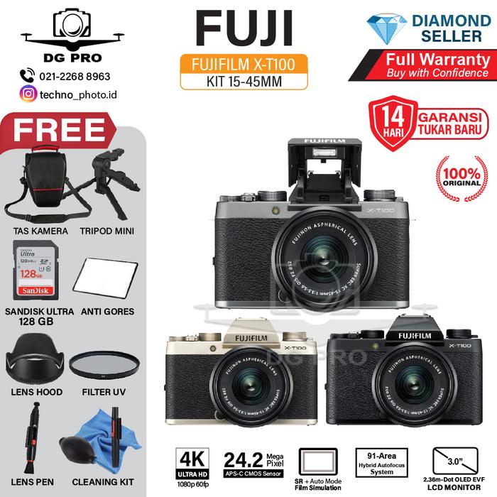 Jual FUJIFILM X-T100 KIT 15-45MM ORIGINAL - FUJI XT100 XT 100 - BODY ...