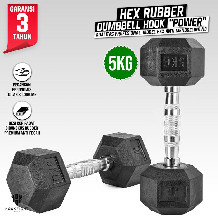 Jual Dumbbell Hexagonal Hook 2.5kg-20kg Alat Fitnes Home Gym Dumble ...