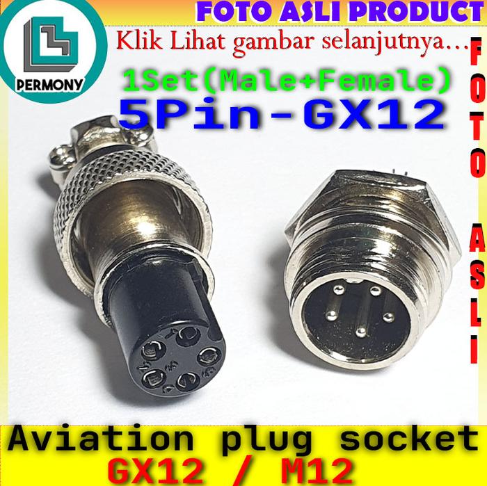 Jual Aviation Plug GX12 GX16 Connector CB Male Female 2 3 4 5 6 7 8 Pin Konektor - GX12-5Pin ...