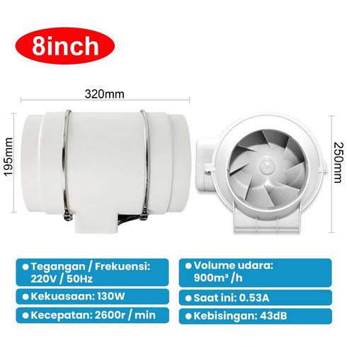Jual Air Exhaust Fan Cooler Duct Inline Kipas Angin Penghisap Asap ...