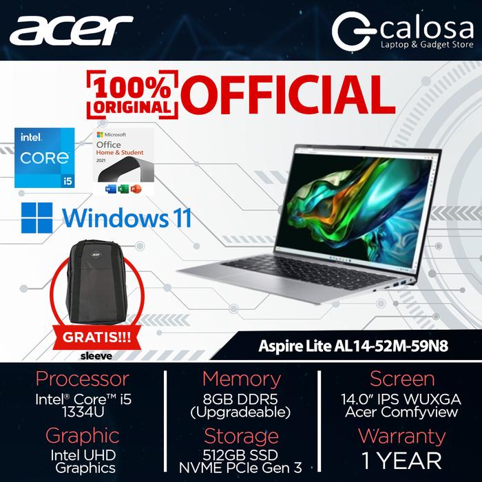 Promo Acer Aspire Lite AL14-52M-59N8 Intel Core i5-1334U 8GB 512GB SSD ...