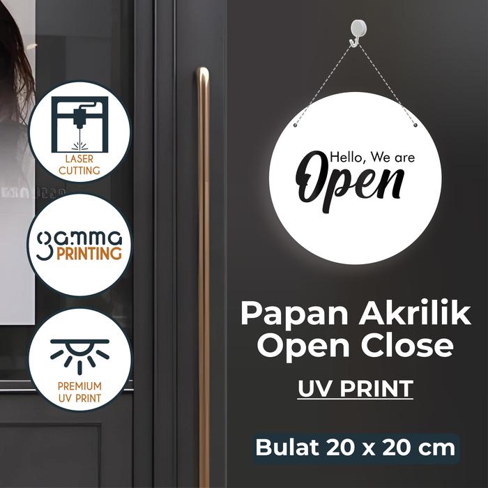 Jual Acrylic Signage Open Close UV Print Minimalis / Papan Akrilik ...