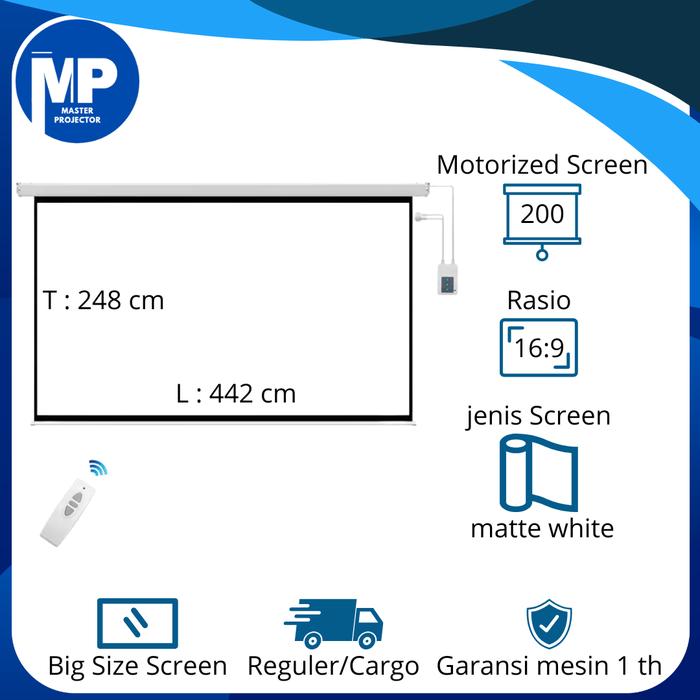 Jual Screen Pojector Motorized 200" 16:9 Layar Proyektor Otomatis 200 ...