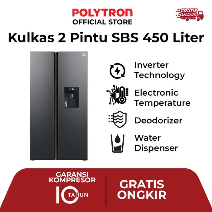 Promo Kulkas POLYTRON New Belleza Inverter 2 pintu Side-by-side PRS ...