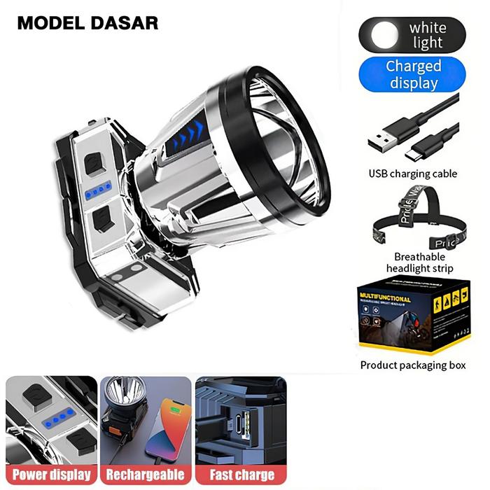 Jual 【 Garansi 10 tahun 】 Headlamp outdoor Senter kepala 500W Penerangan terus menerus selama ...