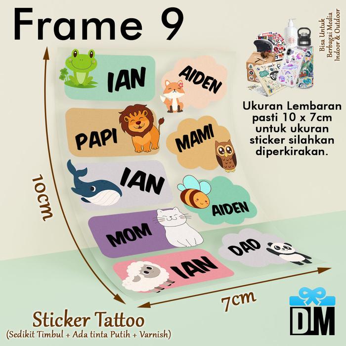 Jual Sticker Nama Frame Border Background UV Nametag Tattoo Custom ...