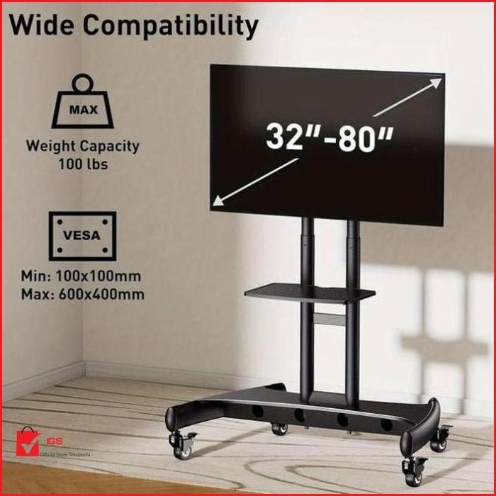 Jual Bracket Braket Standing TV 75 70 65 60 55 50 49 43 40 32 Inch Kaki ...
