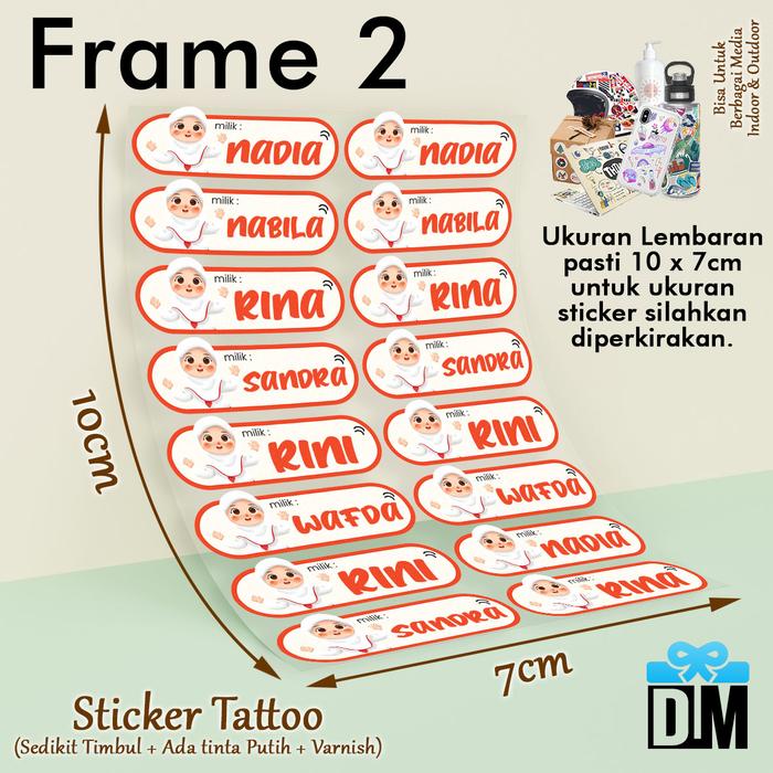 Jual Sticker Nama Frame Border Background UV Nametag Tattoo Custom ...