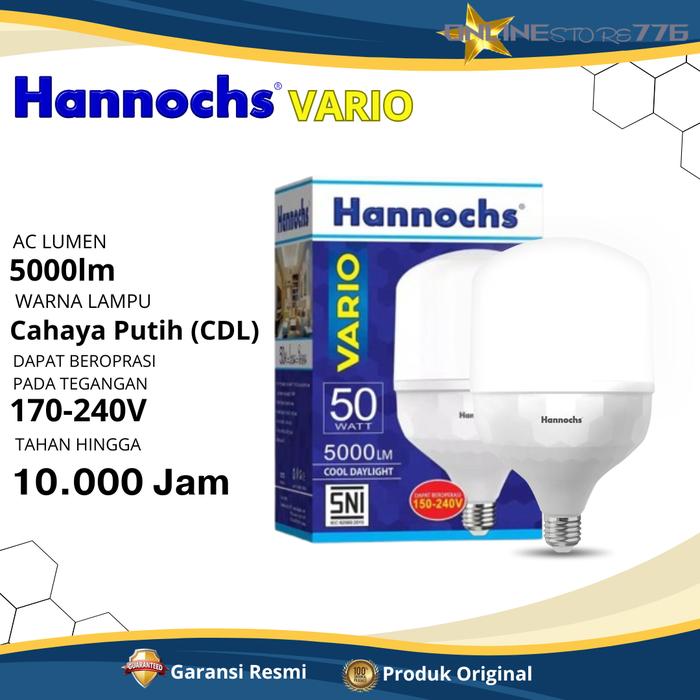 Jual Bohlam Lampu LED Hannochs Vario 50WATT Cahaya Putih Cool Daylight Super Terang Hemat Energi ...