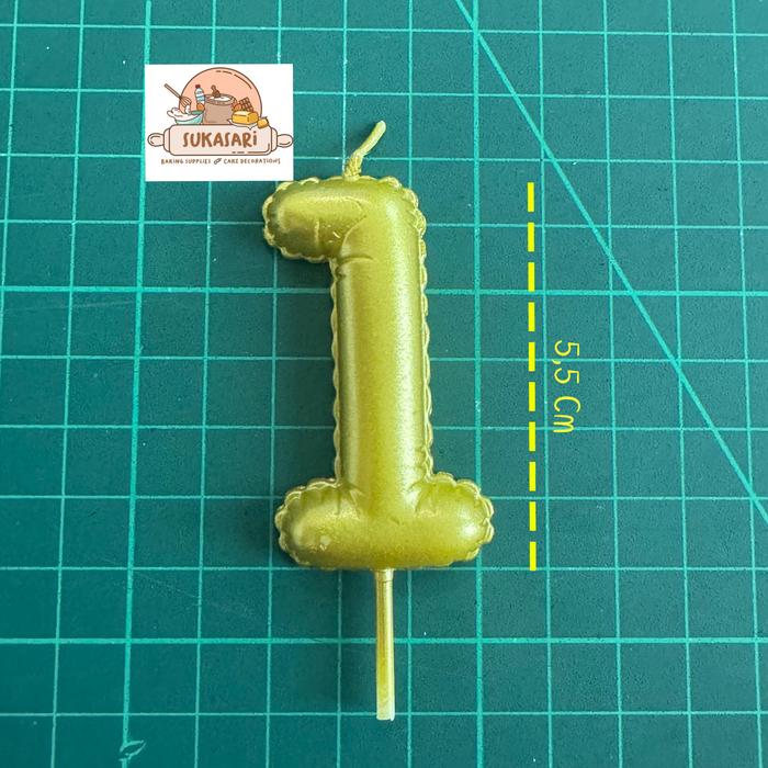 Jual Lilin Angka Balon Gold HBD Happy birthday Candle 0123456789 Number ...