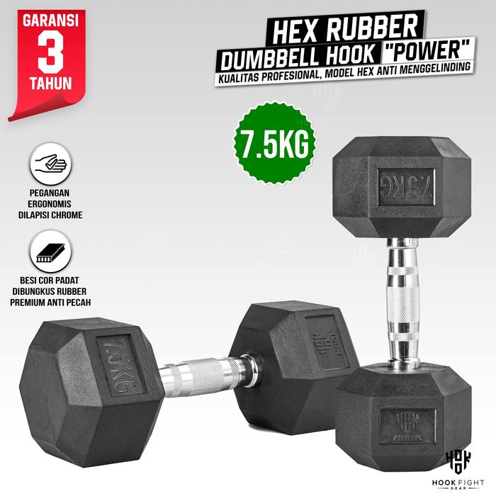 Jual Dumbbell Hexagonal Hook 7.5kg Alat Fitnes Home Gym Dumble Barble ...