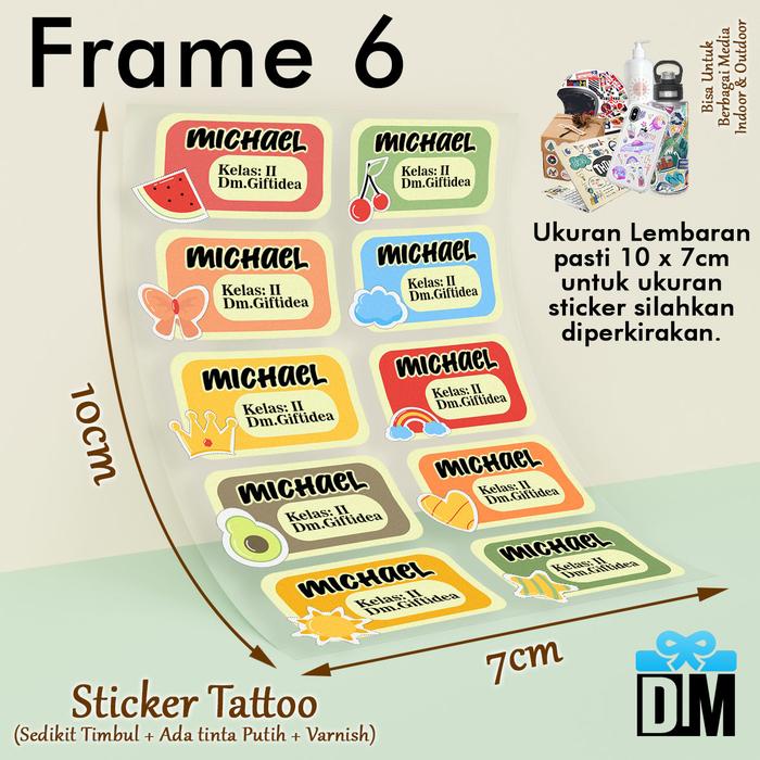 Jual Sticker Nama Frame Border Background UV Nametag Tattoo Custom ...