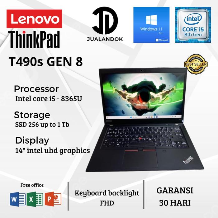 Jual Laptop Lenovo Thinkpad T490s Core i5 Gen 8 - RAM 8GB - SSD 256GB ...