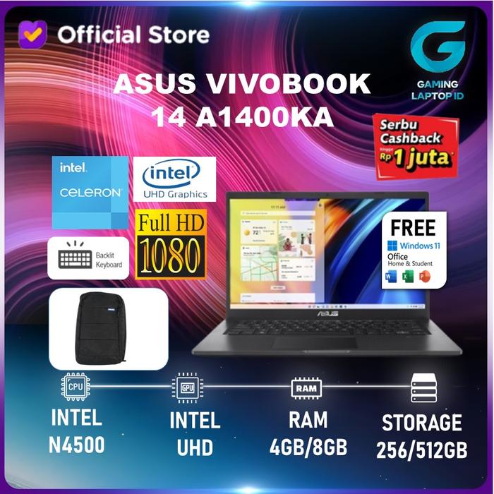 Promo Asus Vivobook 14 A1400KA N4500 8GB 512GB W11 OHS 14" FHD ...