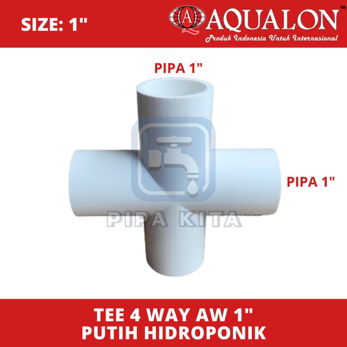 Jual Cross Tee 4 Way AW Putih AQUALON NAKAMA 1/2 3/4 1 inch dim ...