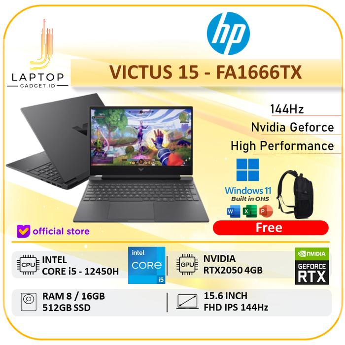Promo Hp Victus 15 RTX2050 4GB I5 12450H 8GB 512GB SSD 15.6FHD Ips ...