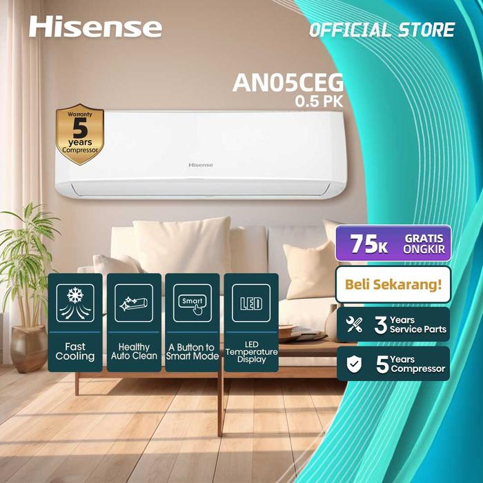 Promo Hisense AC 1/2 PK AN05CFG (Indoor+Outdoor Unit Only) Cicil 0% 3x ...