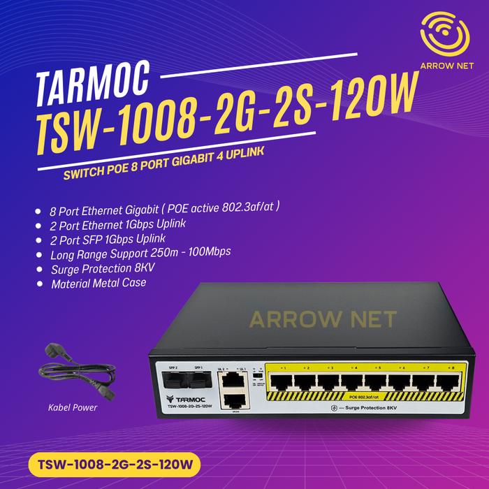 Jual Tarmoc Switch POE HUB CCTV IPCAMERA 8 Port Gigabit + 2 Gigabit ...
