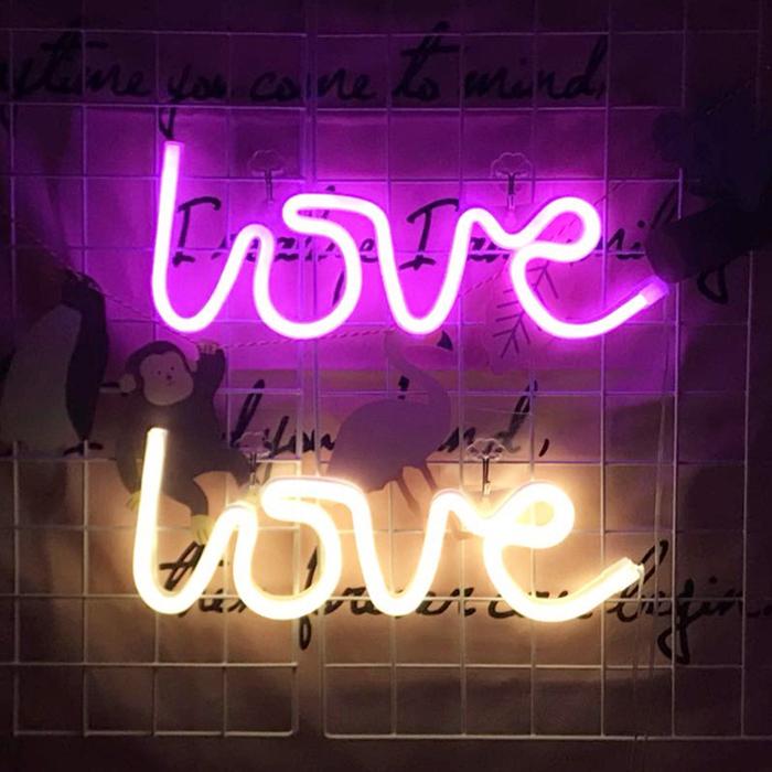 Jual Lampu Neon Sign Light Love Lightning Led Baterai Usb - Love, Pink ...