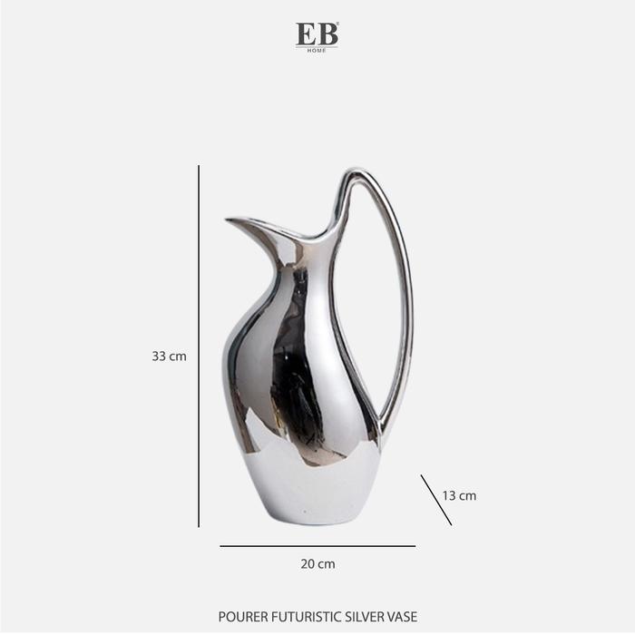 Jual Pajangan Meja Vas Bunga Modern / Pourer Metalic Futuristic Silver ...