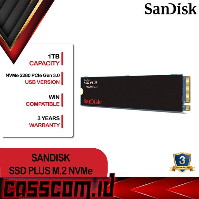 Jual SSD SanDisk Plus 1TB - SSD Internal M.2 NVMe PCIe Gen 3.0 1 TB ...