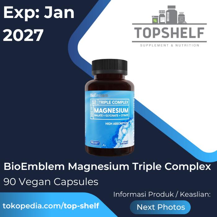 Jual BioEmblem Triple Magnesium Complex 300mg Glycinate Malate Citrate Muscle & Sleep Support ...