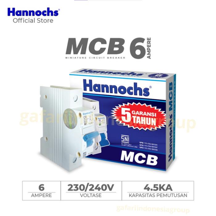 Jual Hannochs Miniature Circuit Breaker MCB 1Phase - MCB 1P 6A - Kota ...