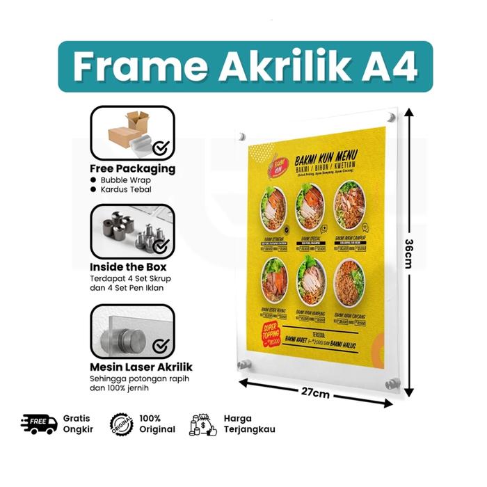 Jual Akrilik Poster A3 A4 Frame Bingkai Display Menu Dinding Iklan Cafe ...