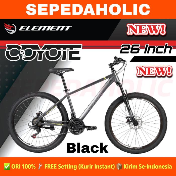 Jual Sepeda Gunung MTB ELEMENT COYOTE Ukuran 26 Inch Remaja Dewasa Rem Cakram - Black - Kab ...