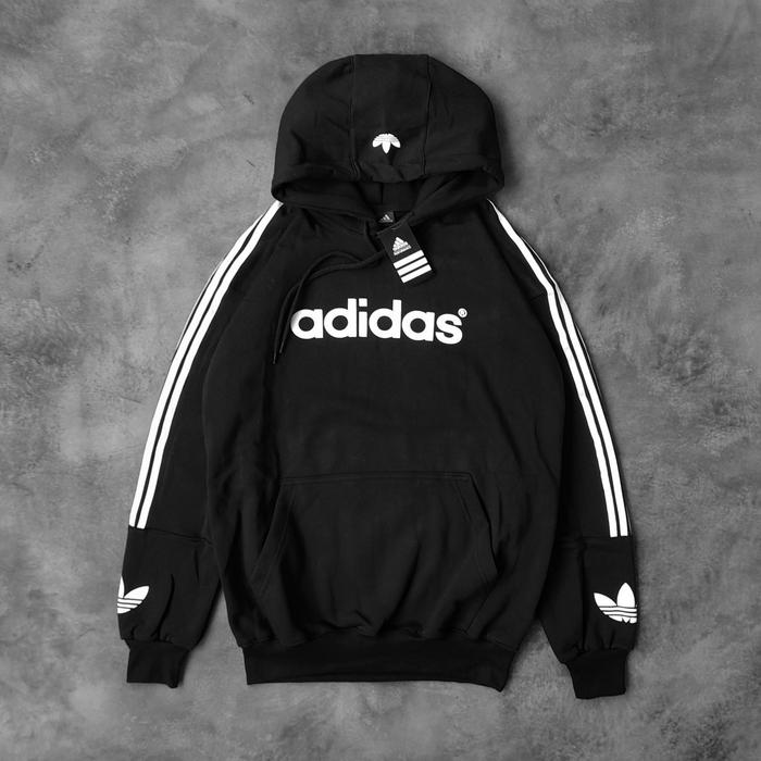 Promo Hoodie Adidas Adicolor Classics Trefoil Logo Monogram - Hitam ...