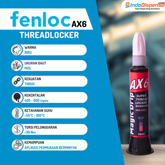 Jual Fenloc AX Premium Threadlocker Industrial Grade Lem Baut 222 271 ...