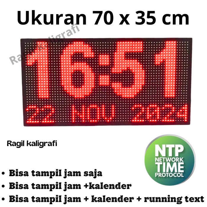 Jual Jam digital led besar + tanggal ukuran 70 x 35 jam digital ...