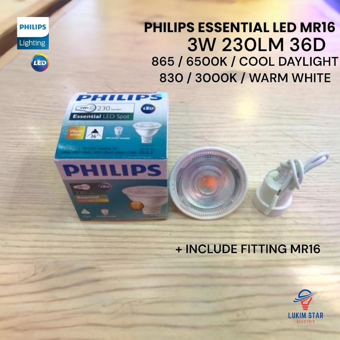 Jual LAMPU PHILIPS ESSENTIAL MR16 3W SOROT SPOTLIGHT LED MR16 PHILIPS ...