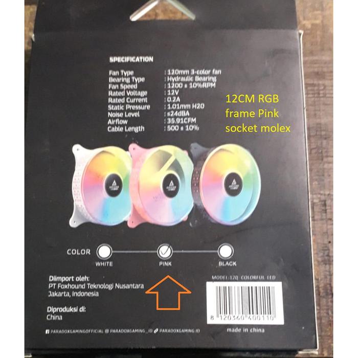 Jual Fan RGB 12cm fan casing 12cm fan led RGB kabel 3 pin dan molex ...