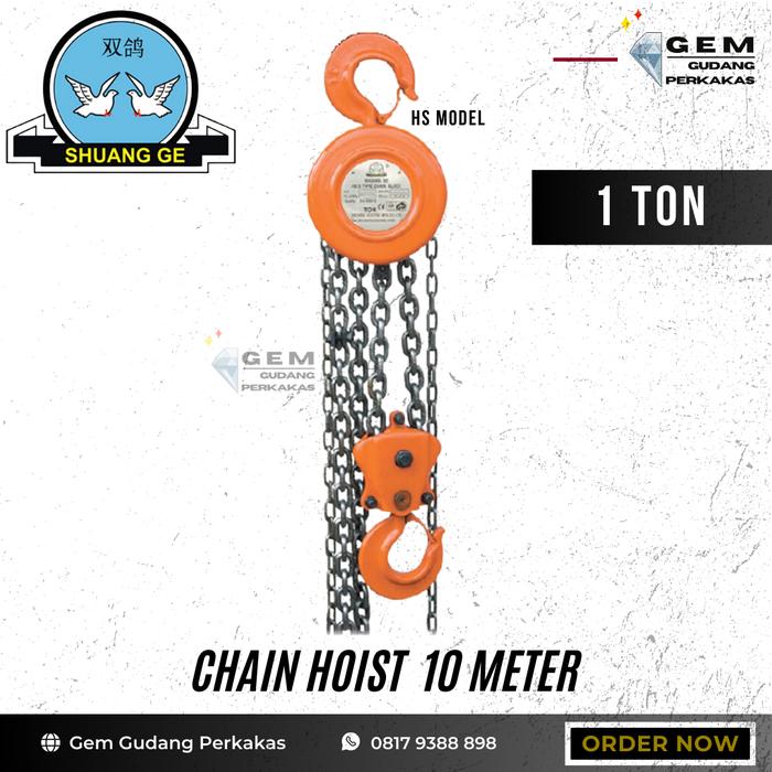 Jual Takel Shuang Ge 10METER Chain Hoist Chain Block/Katrol Model Hs 1 ...