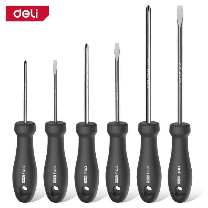 Promo Deli Tools Screwdriver Set Obeng 6 Pcs HT100XXX - Hitam - Kab ...