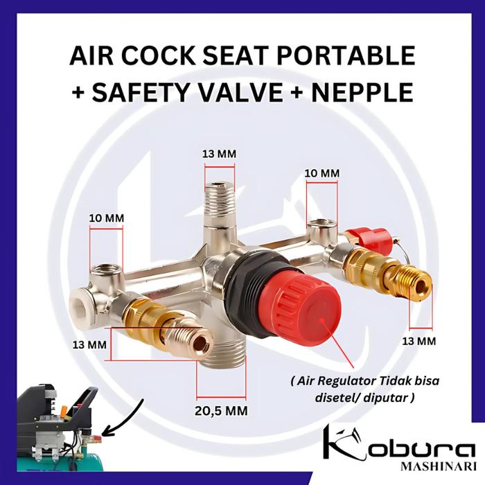 Jual Air Cock Seat Portable + Safety Valve + Nepple Regulator Cabang ...