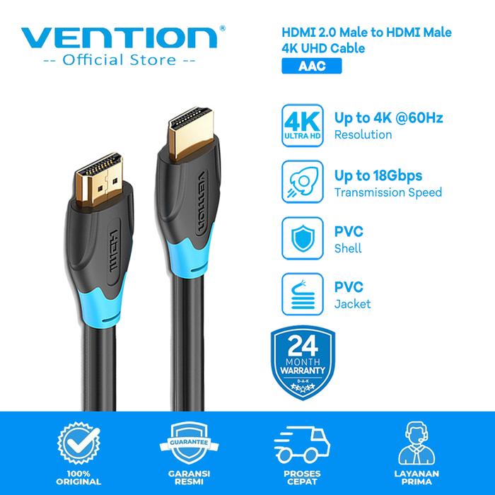 Jual Vention (AACBH 2M) Kabel HDMI 3D V2.0 4K UHD High Speed Quality - AAC - Jakarta Barat ...