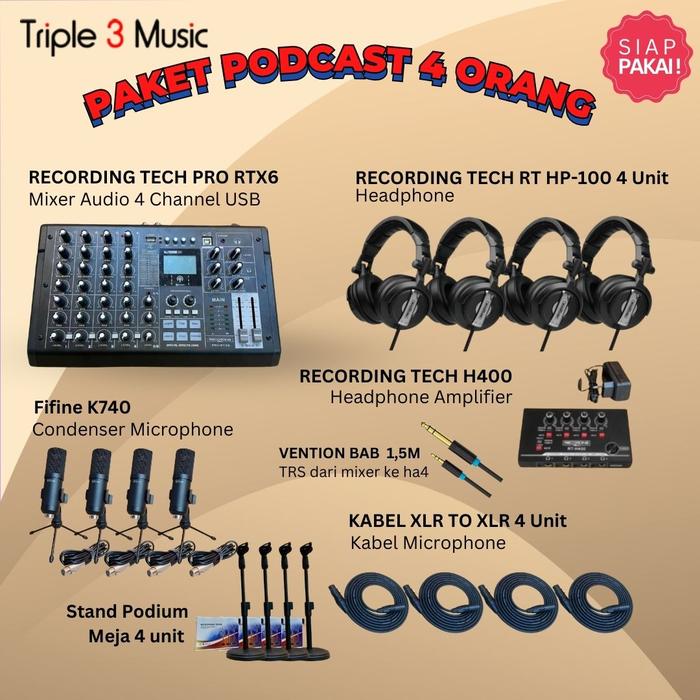 Jual Paket podcast 4 orang mixer Recording tech Premiere 4 Mic ...
