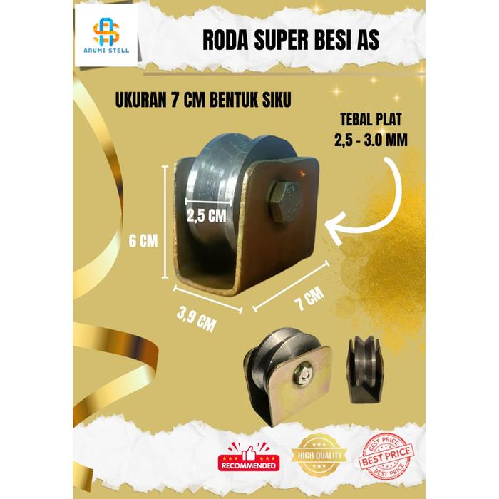 Jual Roda Super Pagar Besi As Ukuran 7 Cm Bentuk Siku Dan Bulat / Roda ...