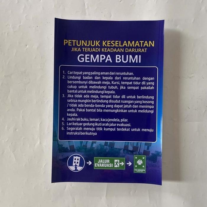 Jual Poster Petunjuk Keselamatan Gempa Bumi, Poster K3 Laminasi Glossy ...