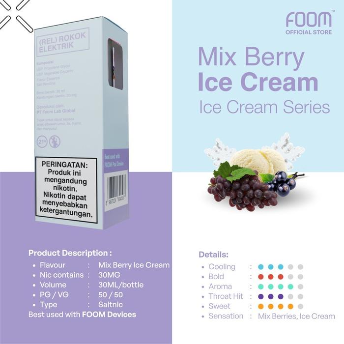 Promo FOOM MIX BERRY ICE CREAM SALT NIC 30ML|LIQUID FLOOID BY FOOM E ...