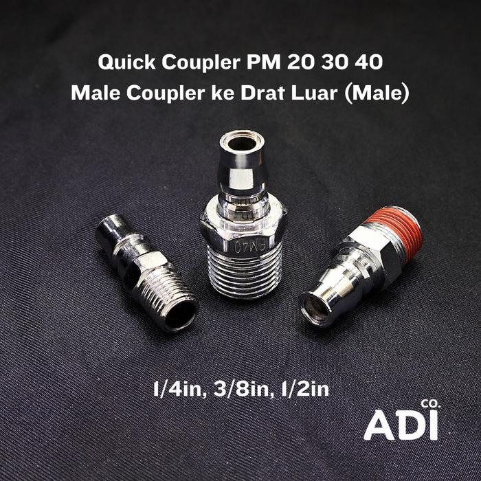 Jual Quick Coupler PM 20 30 40 Male Coupler ke Drat Luar (Male) 1/4in 3 ...