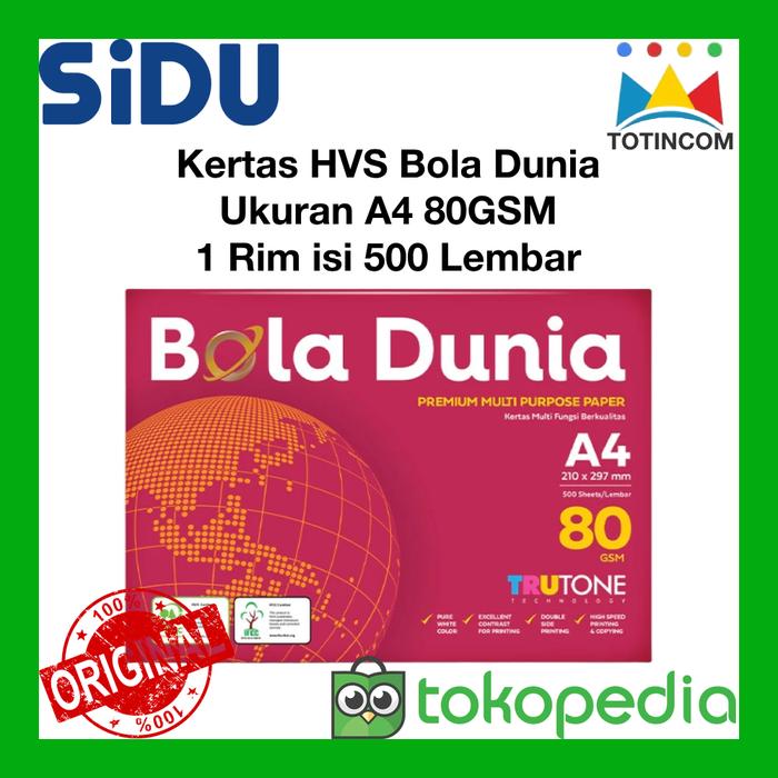 Jual Kertas Hvs Bola Dunia ukuran A4 21,0 x 29,7 cm berat 80 gsm per 1 ...