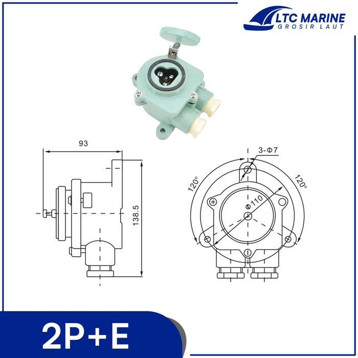 Jual IMPA 792806-08 Marine Watertight Socket Outlet with Switch 250V ...