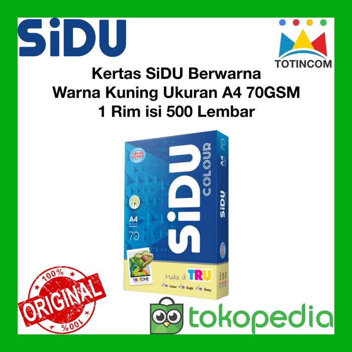 Jual Kertas HVS SiDU Warna Kuning A4 210 x 297 mm 70 GSM 1 Rim (500 ...
