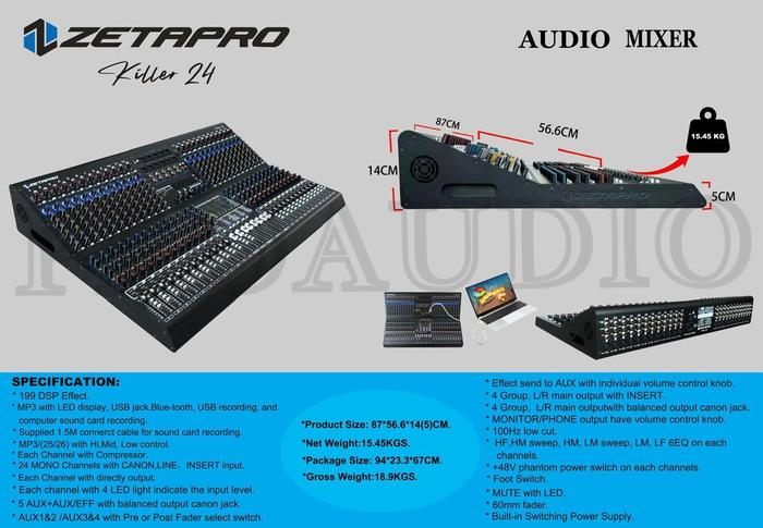 Jual Mixer Audio 24 Channel ZETAPRO KILLER 24 | KILLER24 | KILLER-12 24 ...